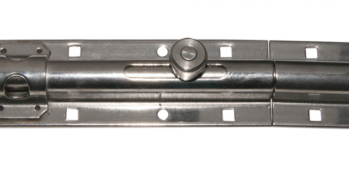 S.s spring door bolt with padlock eye - Stainless steel, brass, nylon ...